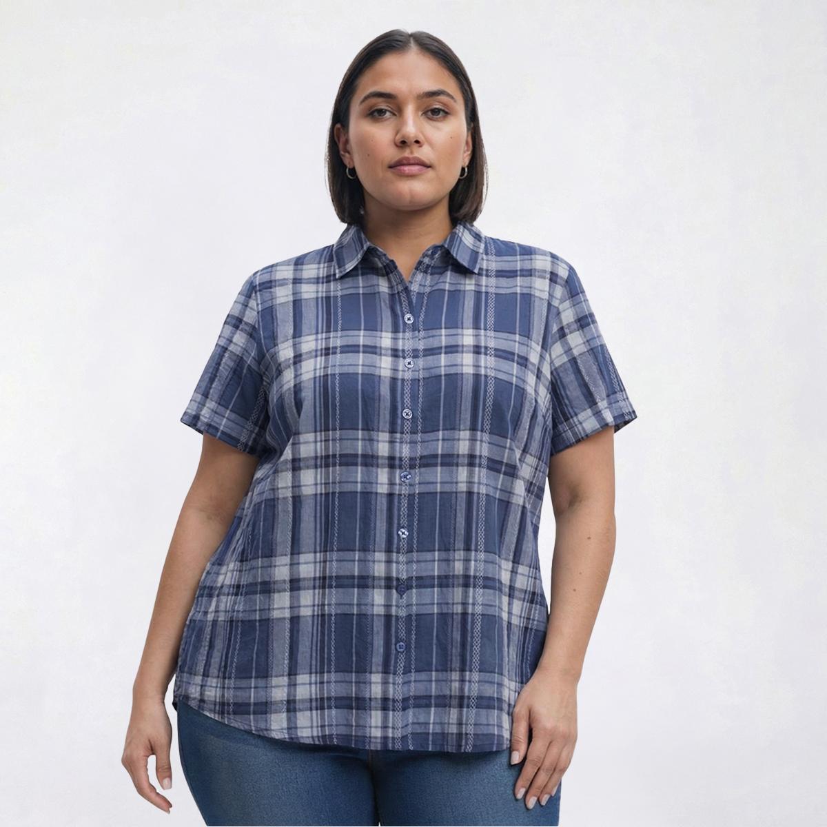 Click here for Plus Size Preswick & Moore(R) Plaid Dobby Camp But... prices